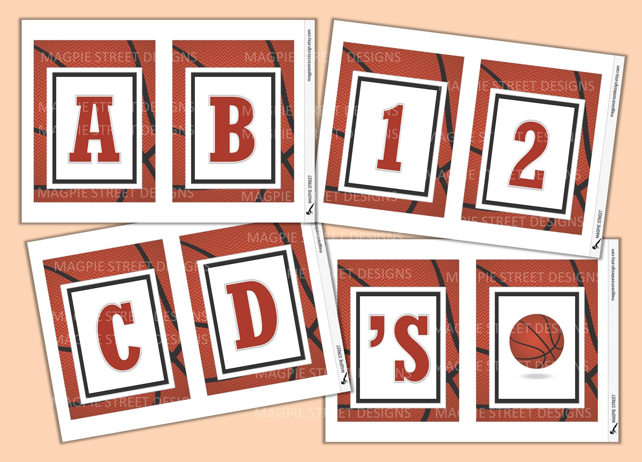 Basketball Printable DIY Custom Banner / Complete Alphabet Ball Sports ...