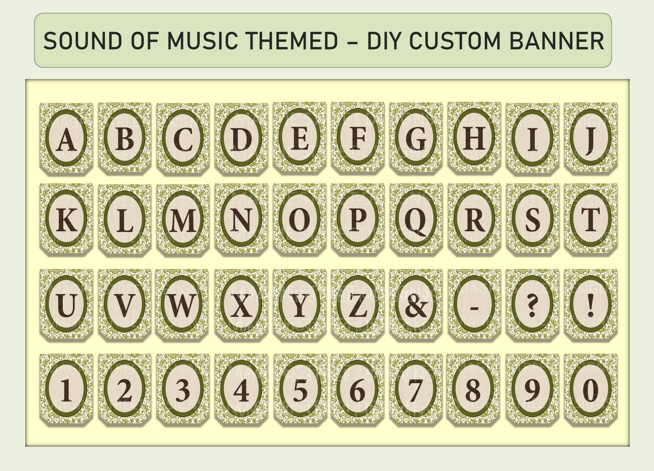 The Sound of Music Inspired / Printable Alphabet Banner / Green Damask ...