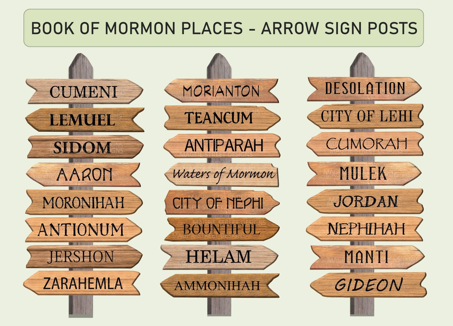 LDS Primary Décor / Book of Mormon Cities Arrows Sign Post / LDS ...