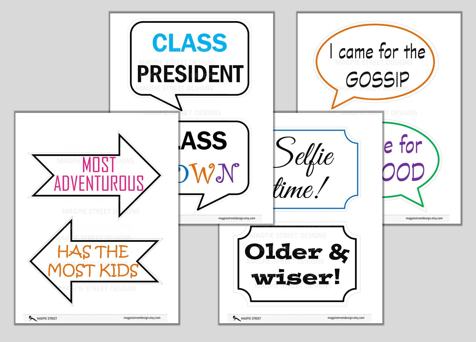 32 Class High School Reunion Photo Props / Speech Bubbles / Homecoming ...