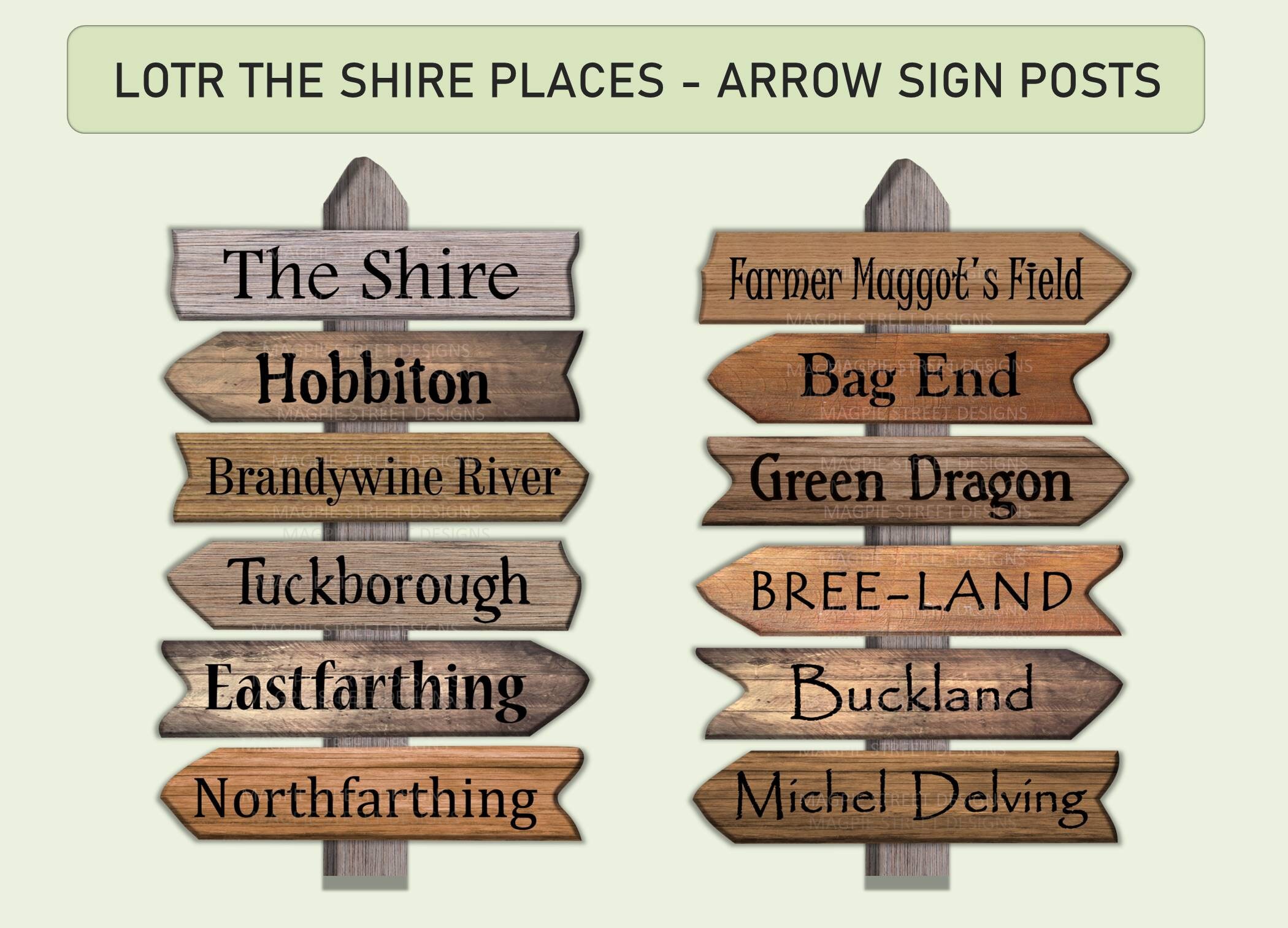 Shire Theme Decors / Photo Booth Props / Printable Wooden Arrow Signs ...