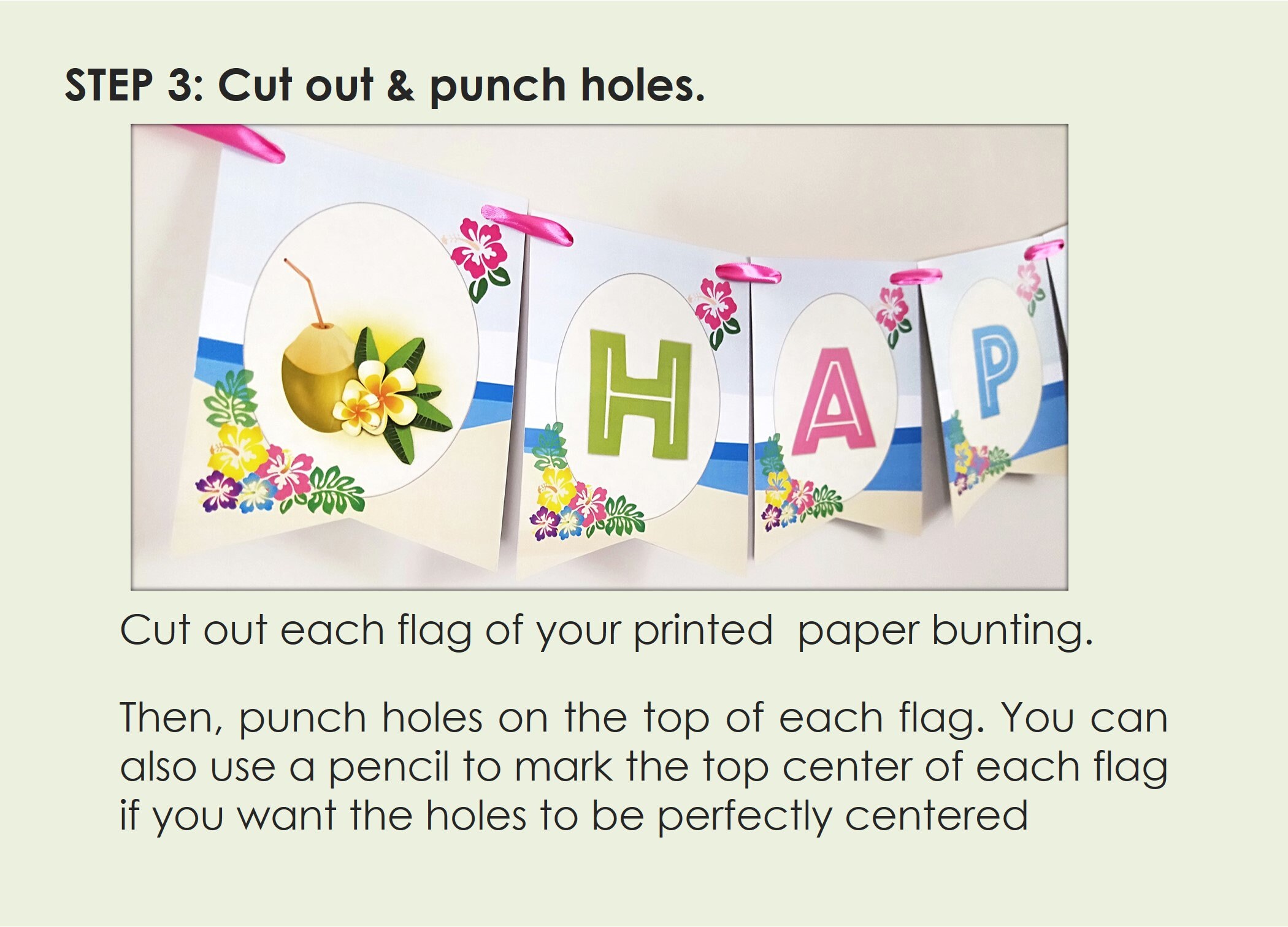 Hawaiian Luau Tropical Beach Theme Printable Happy Birthday Banner ...