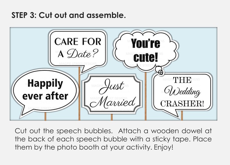44 Wedding Photo Booth Props / Wedding Reception White Speech Bubbles ...