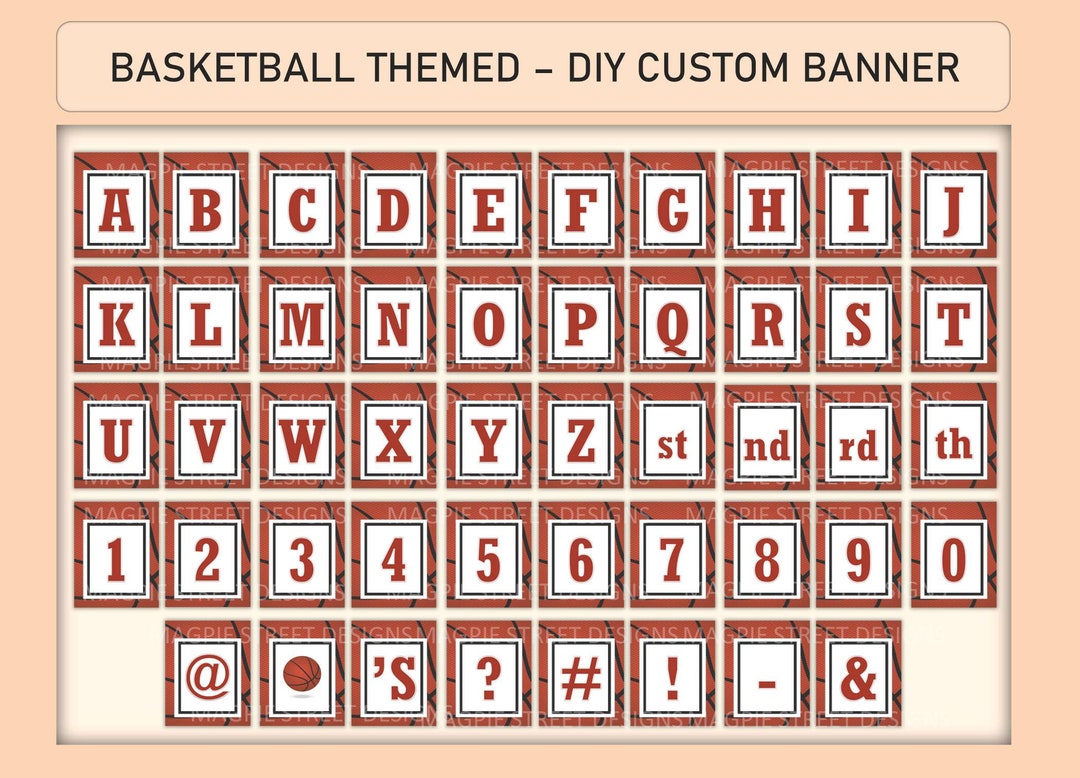 Basketball Printable DIY Custom Banner / Complete Alphabet Ball Sports ...