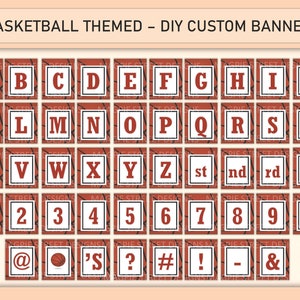 Basketball Printable DIY Custom Banner / Complete Alphabet Ball Sports ...