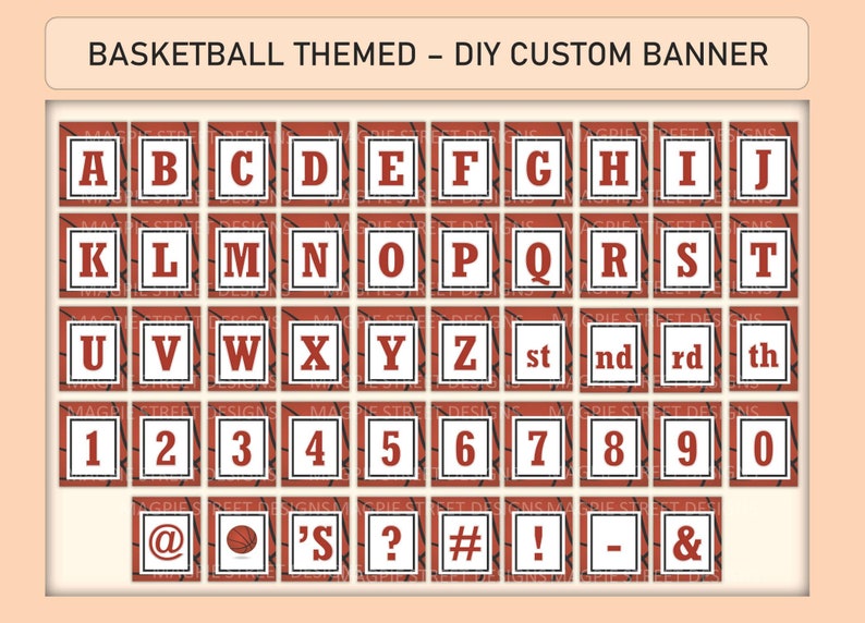 Basketball Printable DIY Custom Banner / Complete Alphabet Ball Sports ...