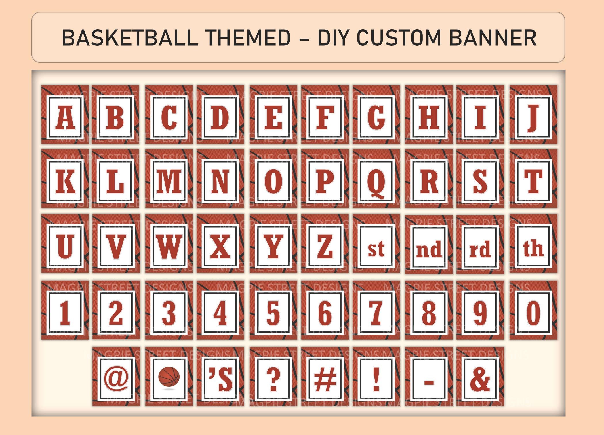 Basketball Printable DIY Custom Banner / Complete Alphabet Ball Sports ...