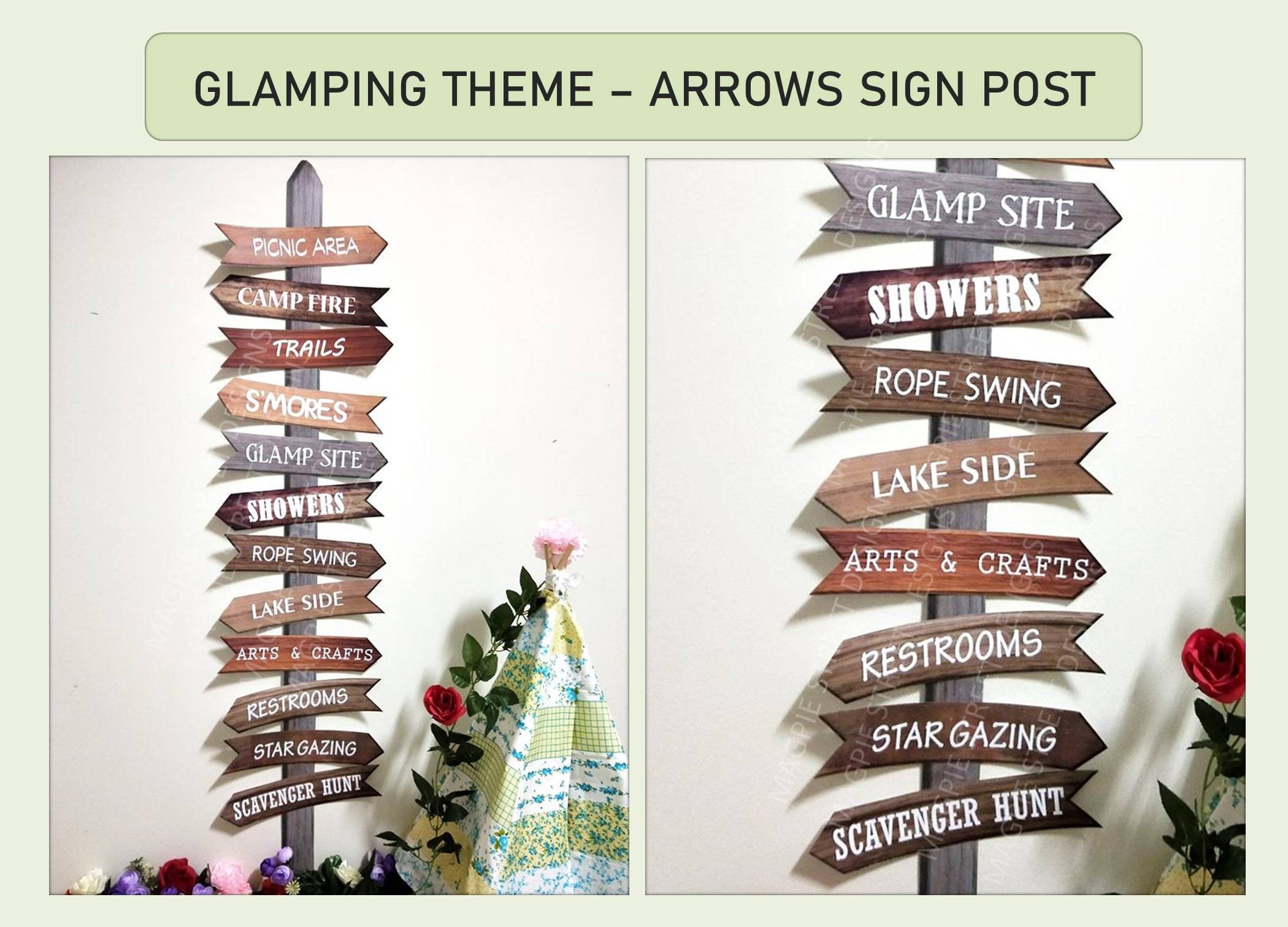Printable Wooden Arrow Signs / Glamping Party Theme / Glam Festival ...