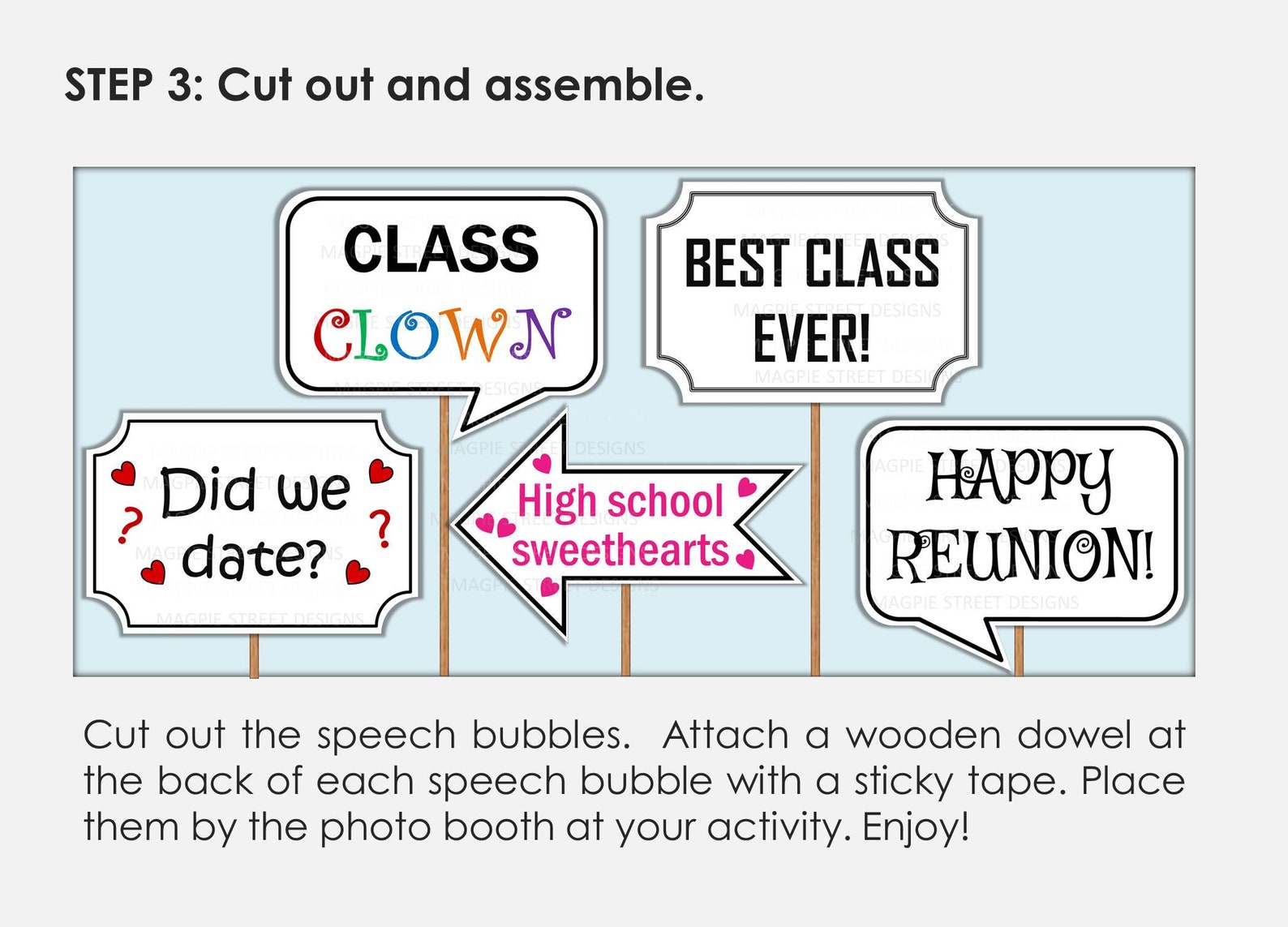 32 Class High School Reunion Photo Props / Speech Bubbles / Homecoming ...