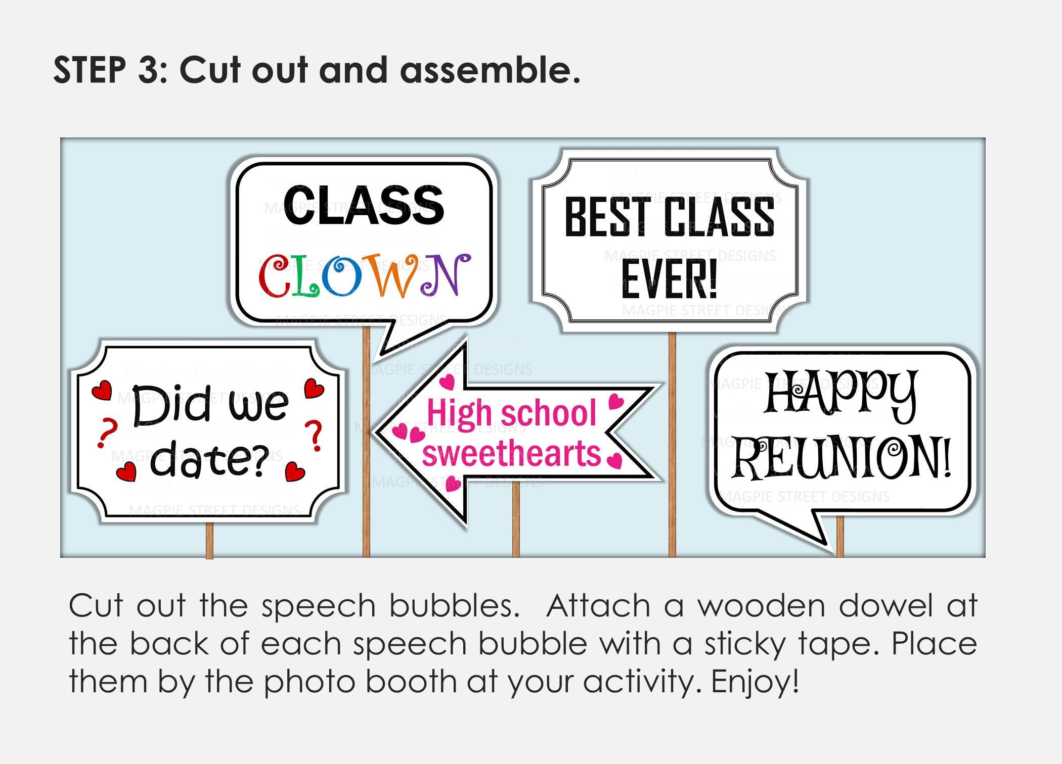 32 Class High School Reunion Photo Props / Speech Bubbles / Homecoming ...