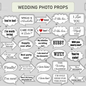44 Wedding Photo Booth Props / Wedding Reception White Speech Bubbles ...