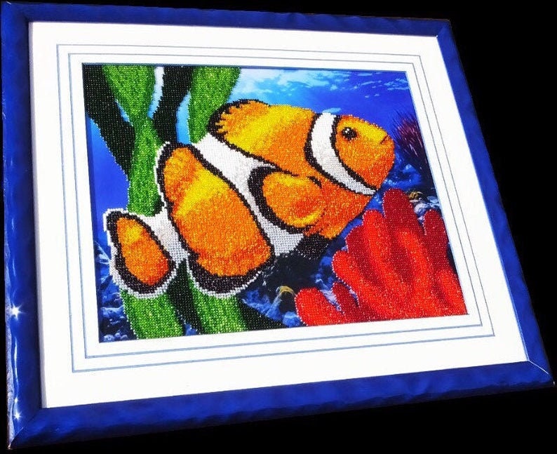 Small Bead Embroidery Kit Nemo Fish Pattern Nursery Bead Art - Etsy
