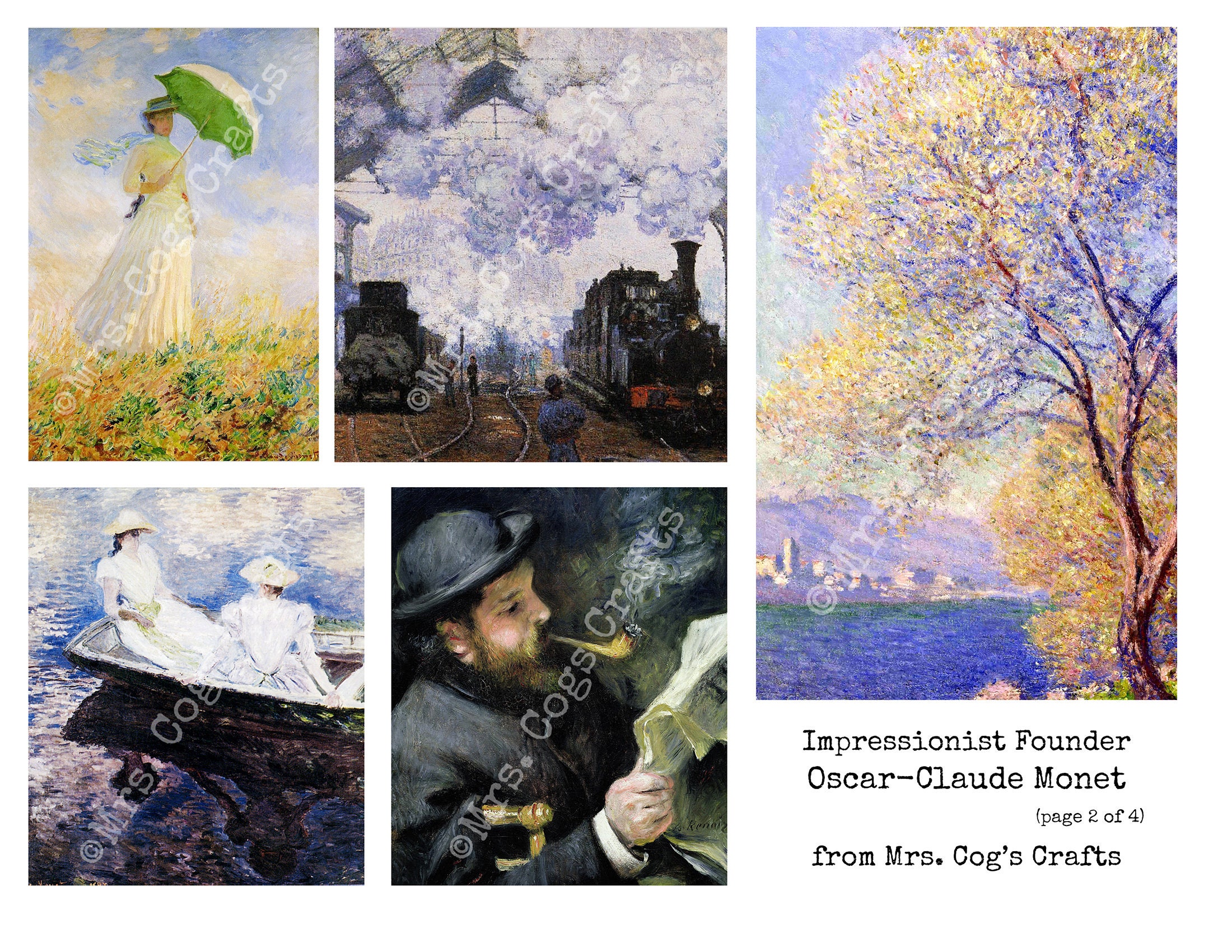 Claude Monet Impressionist Founder Digital Ephemera - Etsy