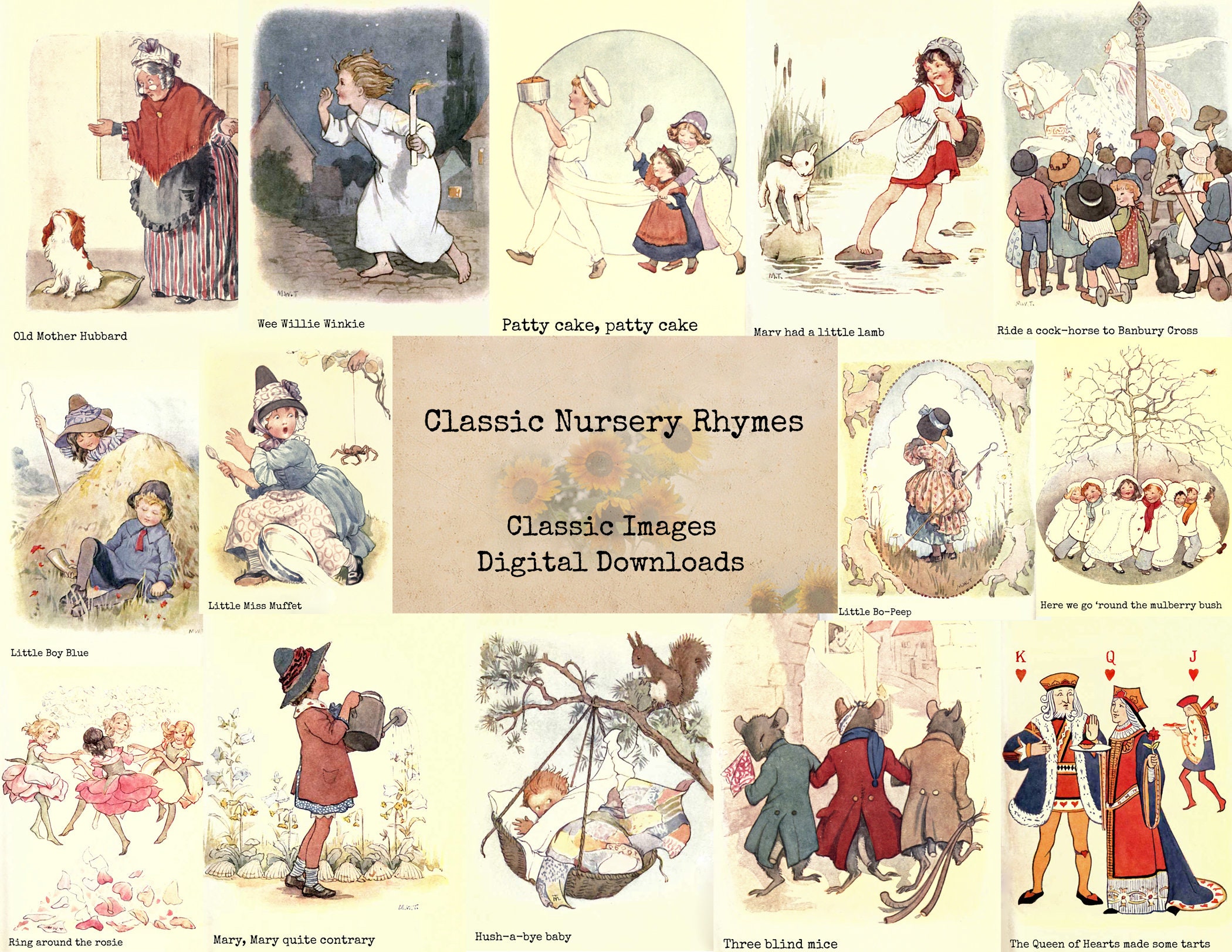 Classic Nursery Rhymes Digital Ephemera Printable Images - Etsy