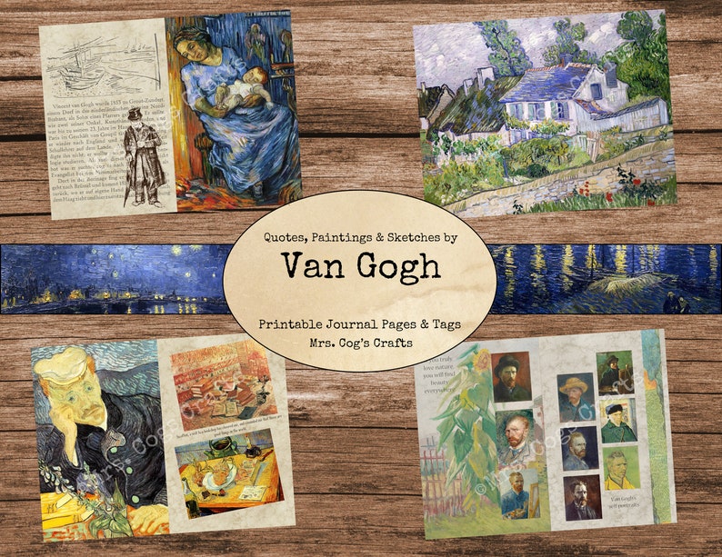 Van Gogh Junk Journal Kit - Printable Journal, Vintage Images ...