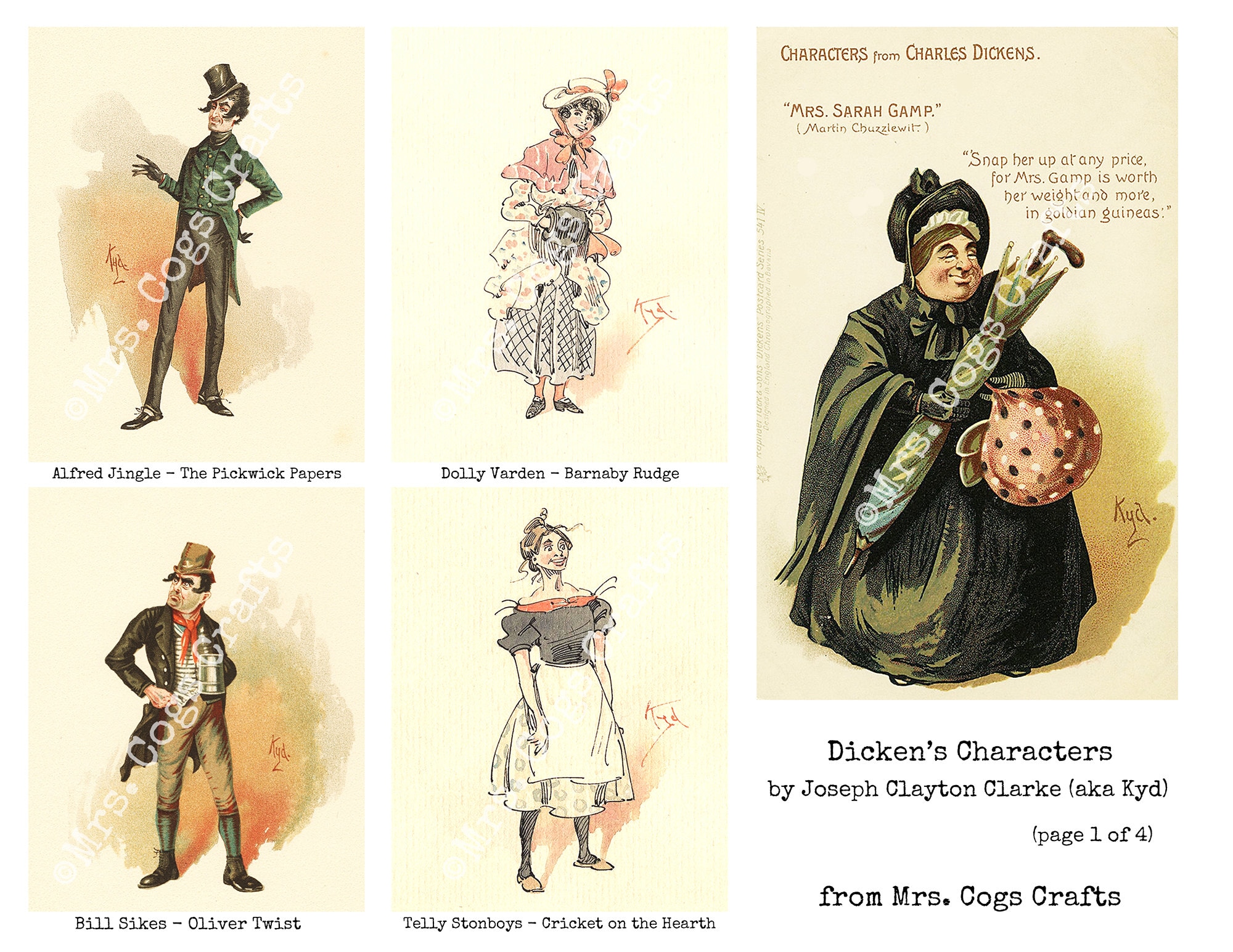 Dicken's Characters by Kyd Digital Ephemera Classics | Etsy