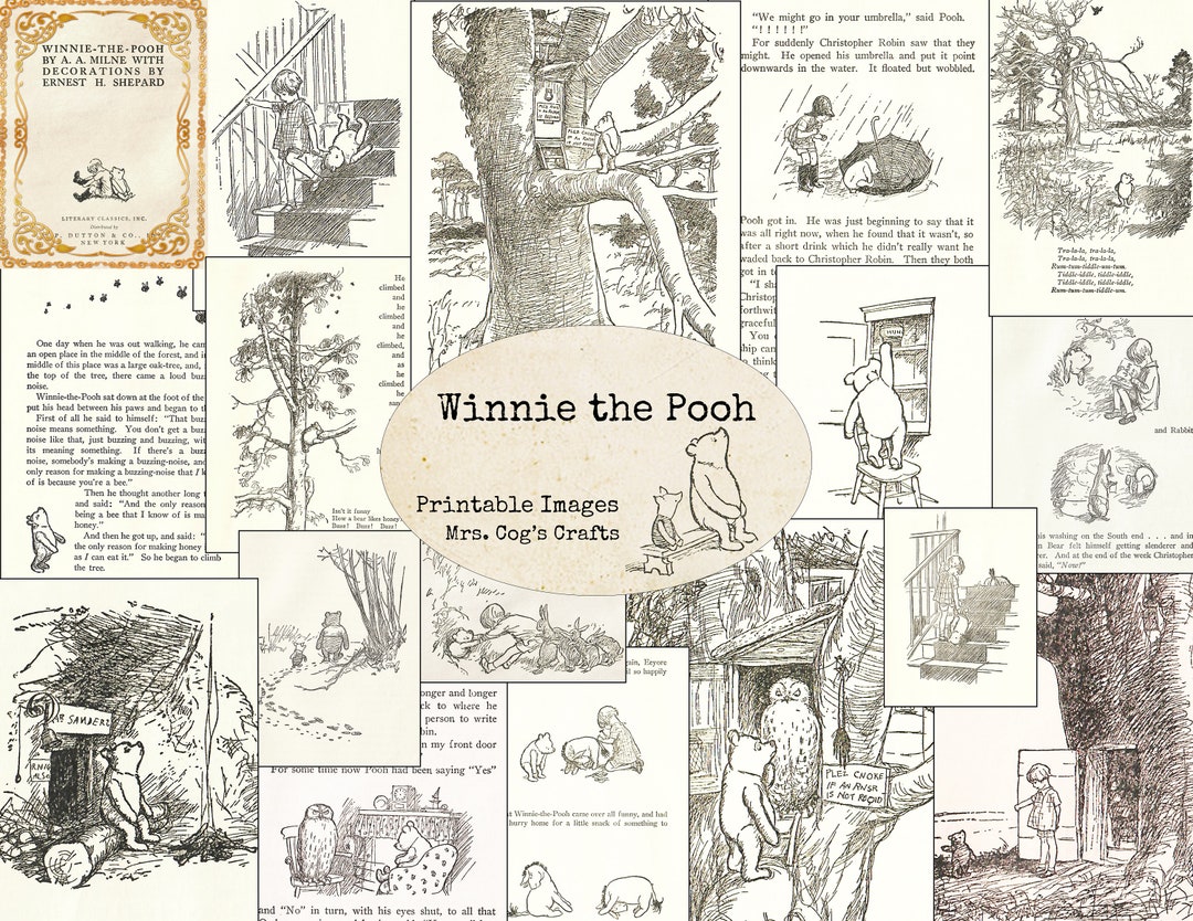 Winnie the Pooh Printable Images, Vintage Art, Instant Download ...