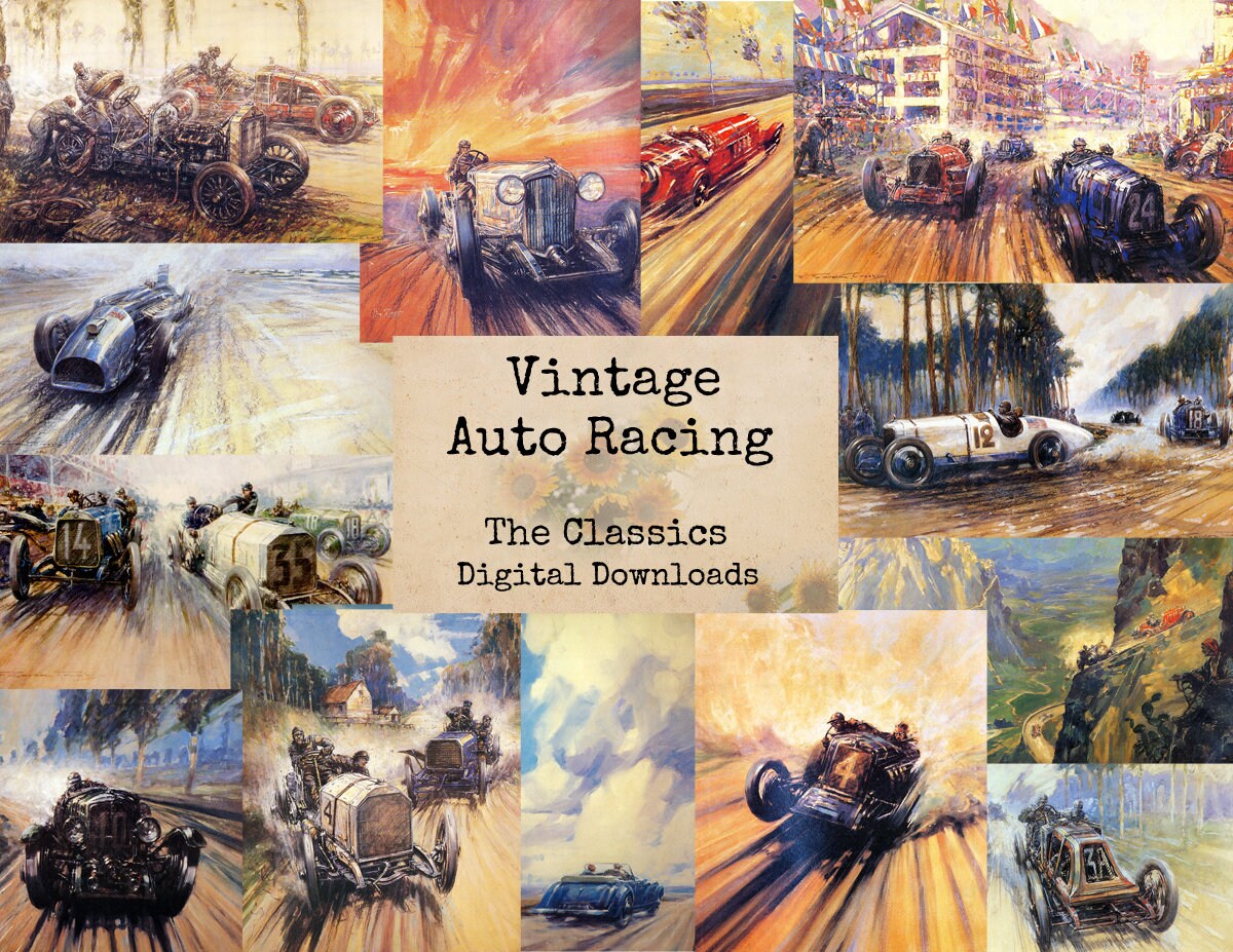 Vintage Auto Racing Digital Ephemera Classics Digital - Etsy