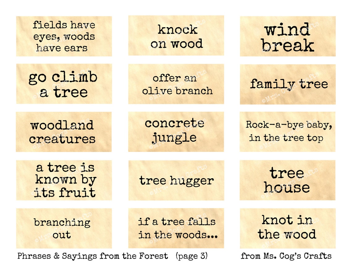 Forest Phrases and Sayings Journal Prompts Printable Words | Etsy