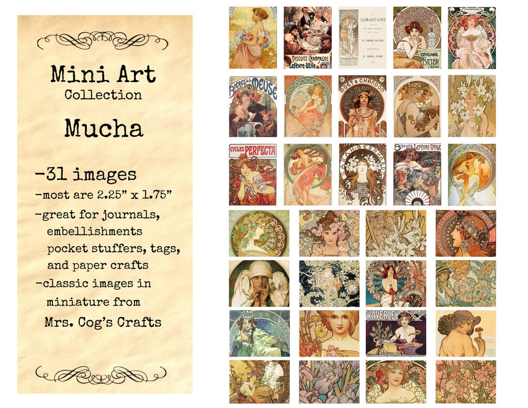 Mini Art - Alphons Mucha - Printable Images, Digital Download ...