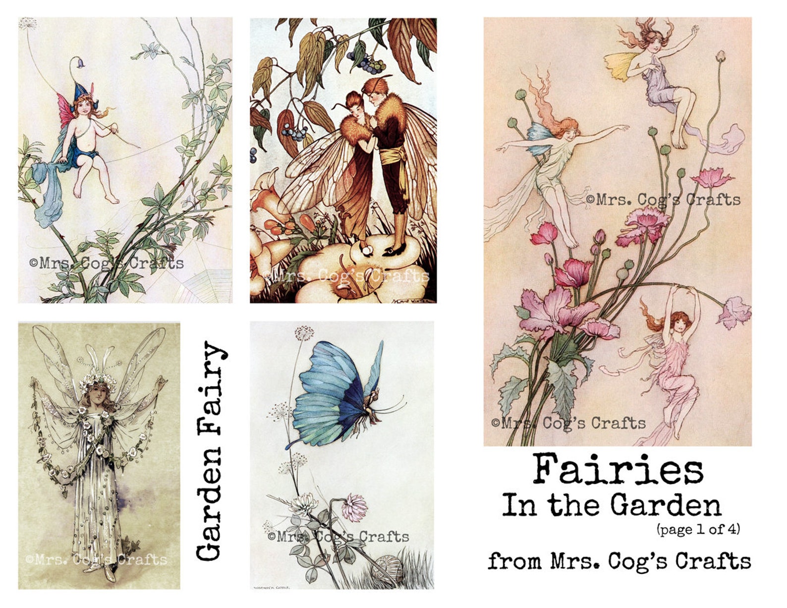 Fairies in the Garden - Digital Ephemera Classics, Digital Images ...
