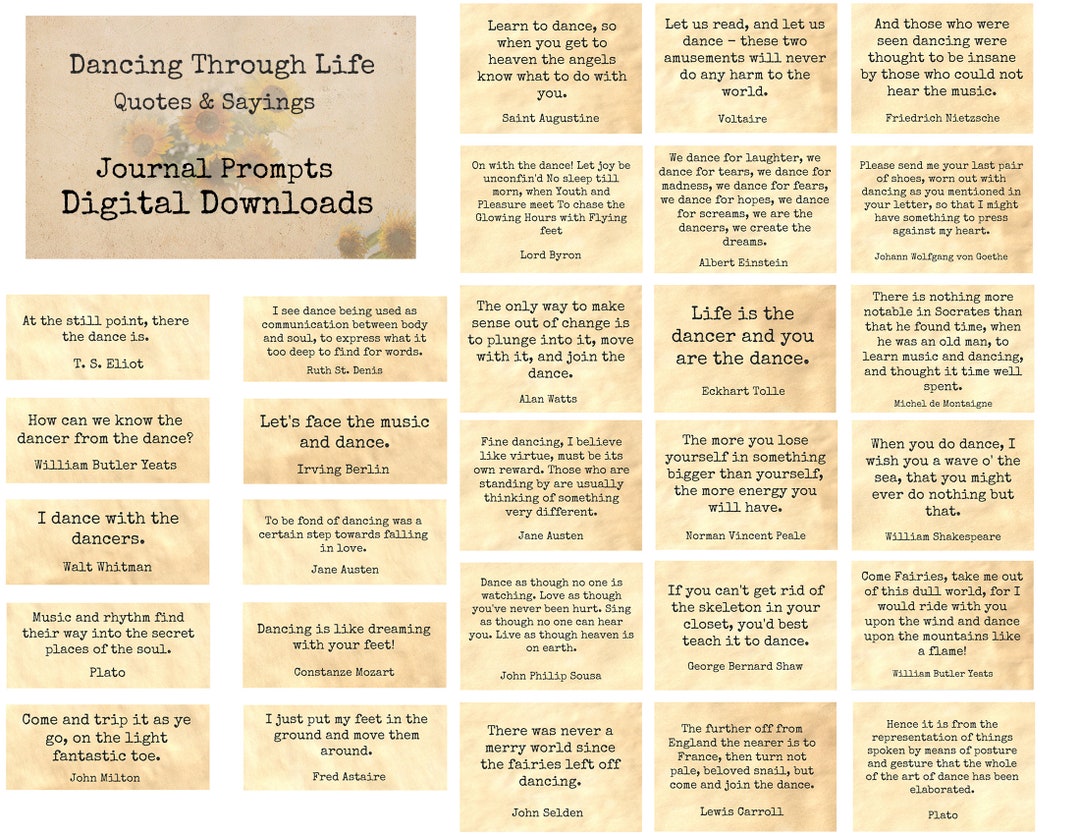 Dancing Through Life - Journal Prompts, Printable Words, Instant ...