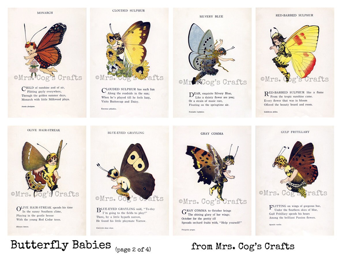 Butterfly Babies Digital Ephemera Classics Digital Images - Etsy