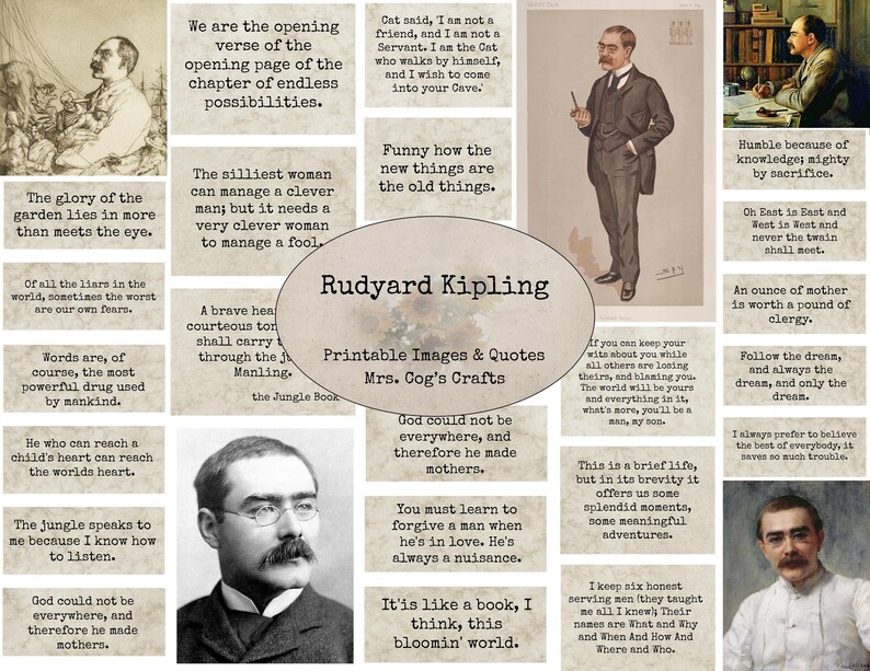 Rudyard Kipling - Printable Images & Quotes, Journal Prompts, Printable ...