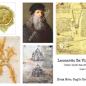 Leonardo Da Vinci, Set #2 - Printable Images, Ephemera, Digital Images ...