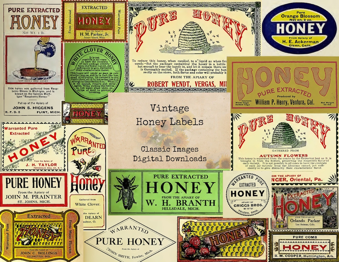 Vintage Honey Labels - Canned Goods - Ephemera, Printable Images ...
