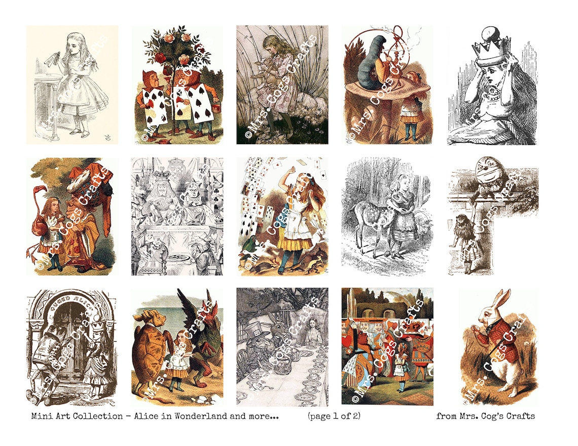 Mini Art Alice Printable Images Digital Download | Etsy