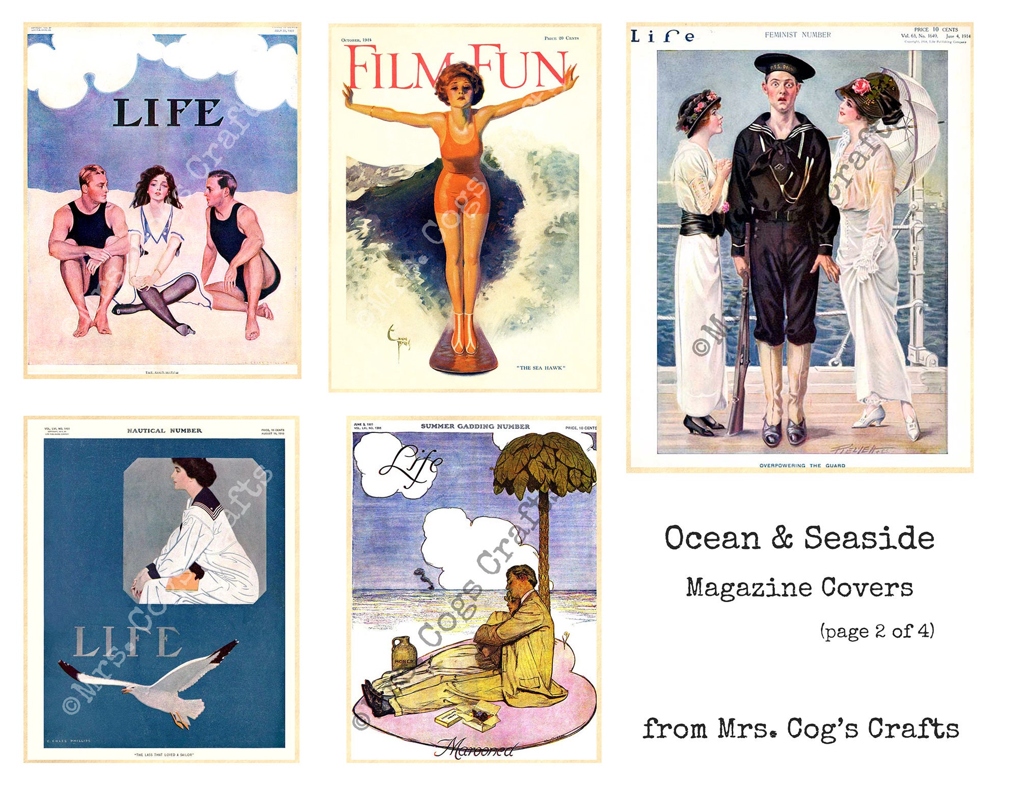 Ocean & Seaside Magazine Covers Printable Images Ephemera | Etsy