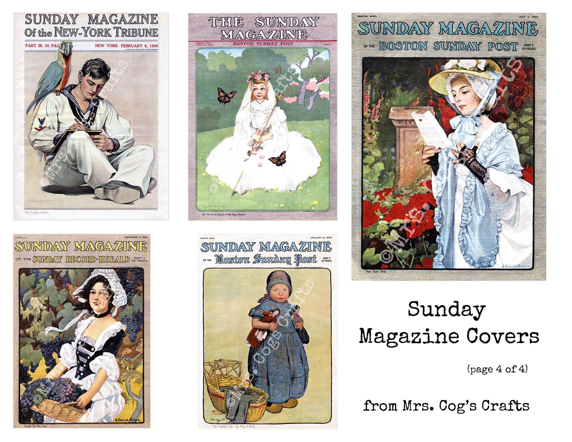 Sunday Magazine Covers Printable Images Ephemera Vintage | Etsy