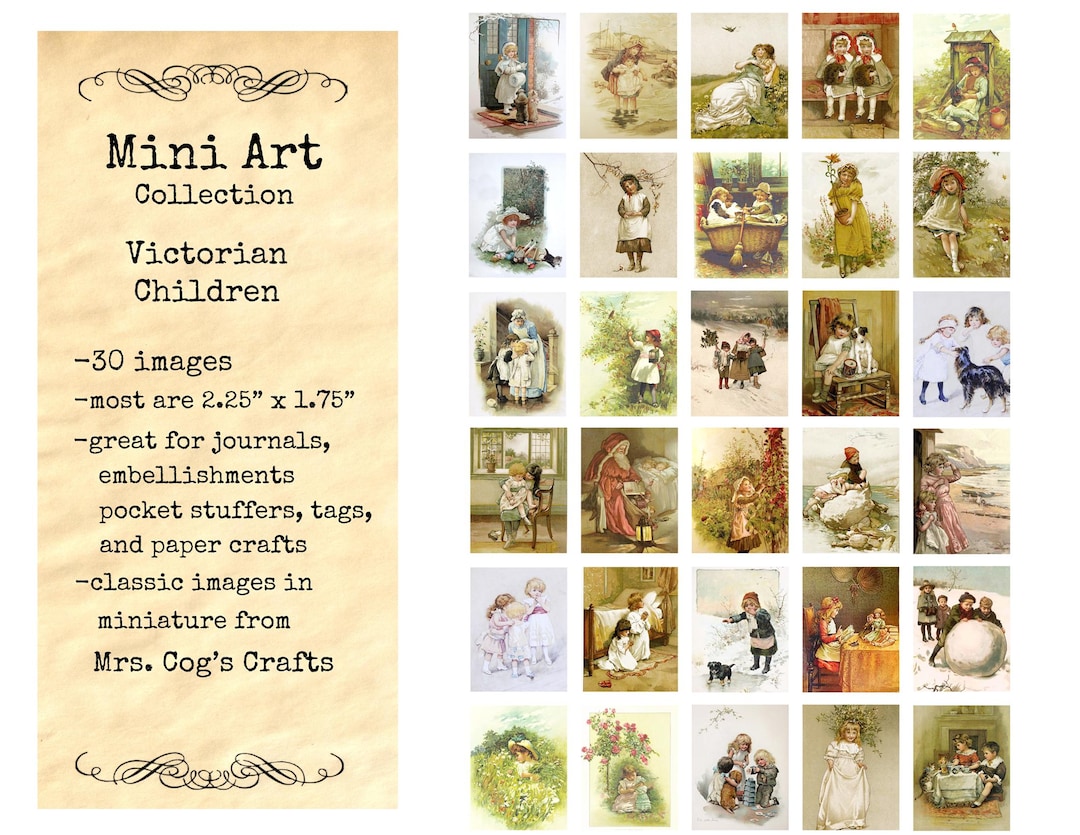 Mini Art - Victorian Children - Printable Images, Digital Download ...