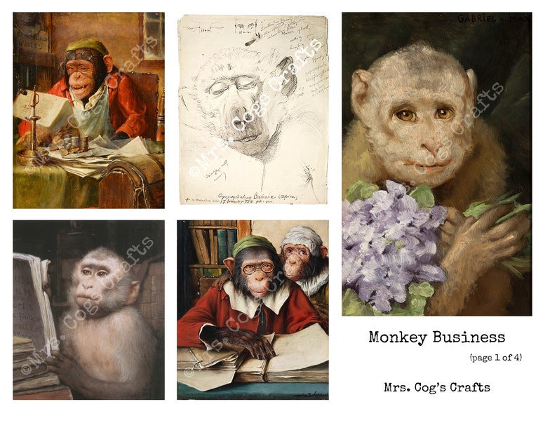 Monkey Business - Printable Images, Digital Ephemera, Vintage Art ...