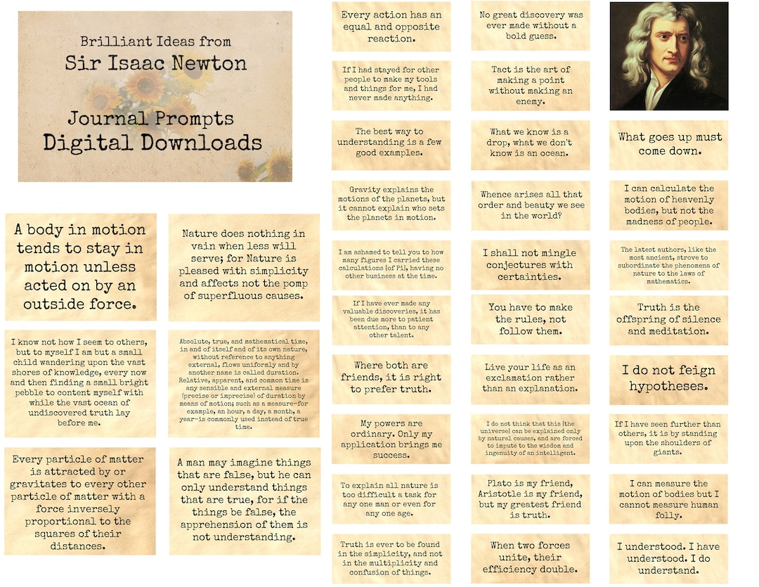 Sir Isaac Newton - Brilliant Ideas - Journal Prompts, Printable Words ...
