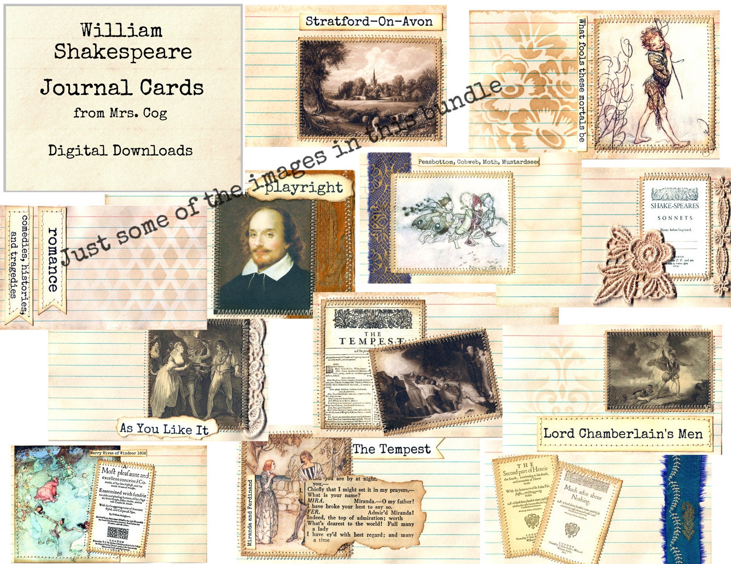 Shakespeare Image Bundle Printable Images Instant Download | Etsy