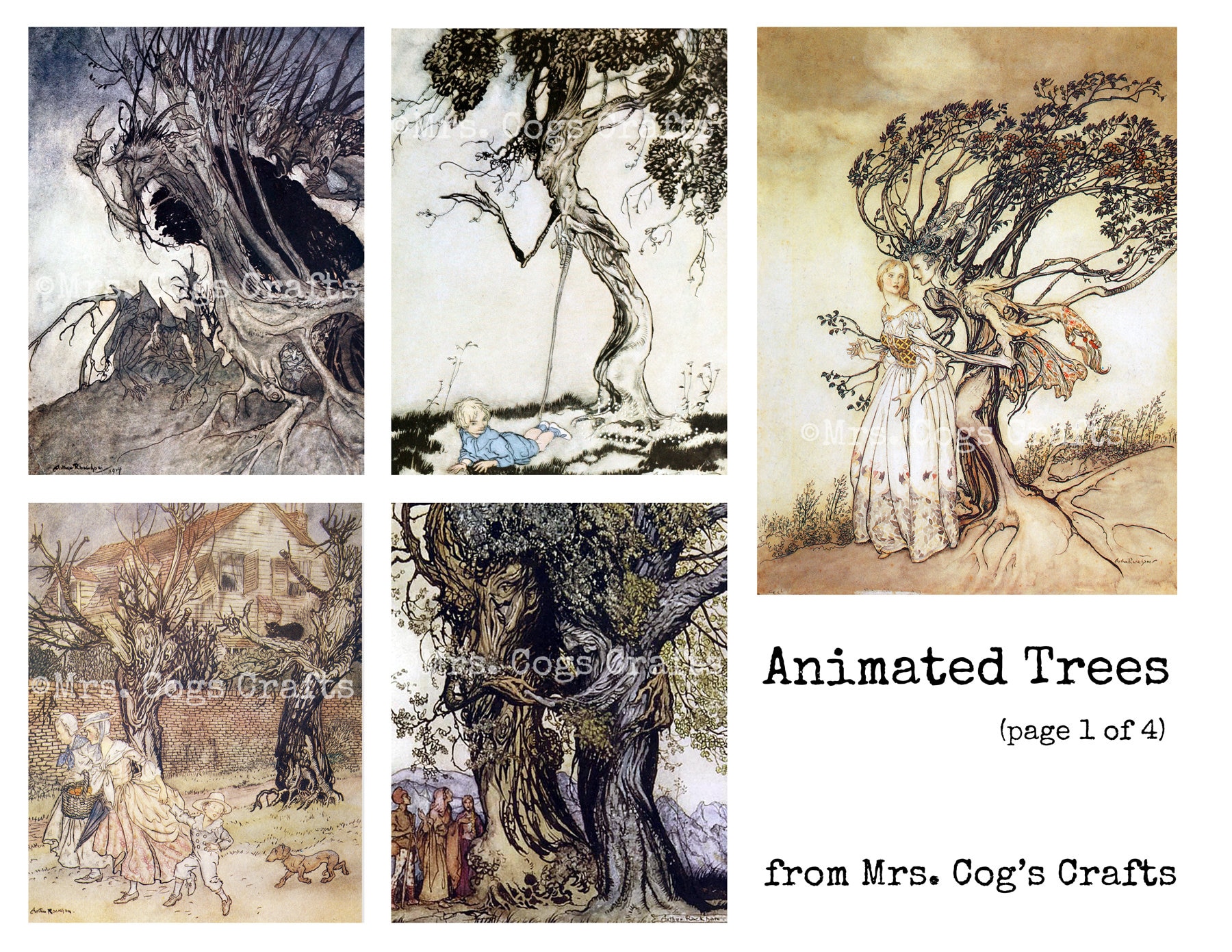 Animated Trees - Digital Ephemera Classics, Digital Images, Vintage Art ...