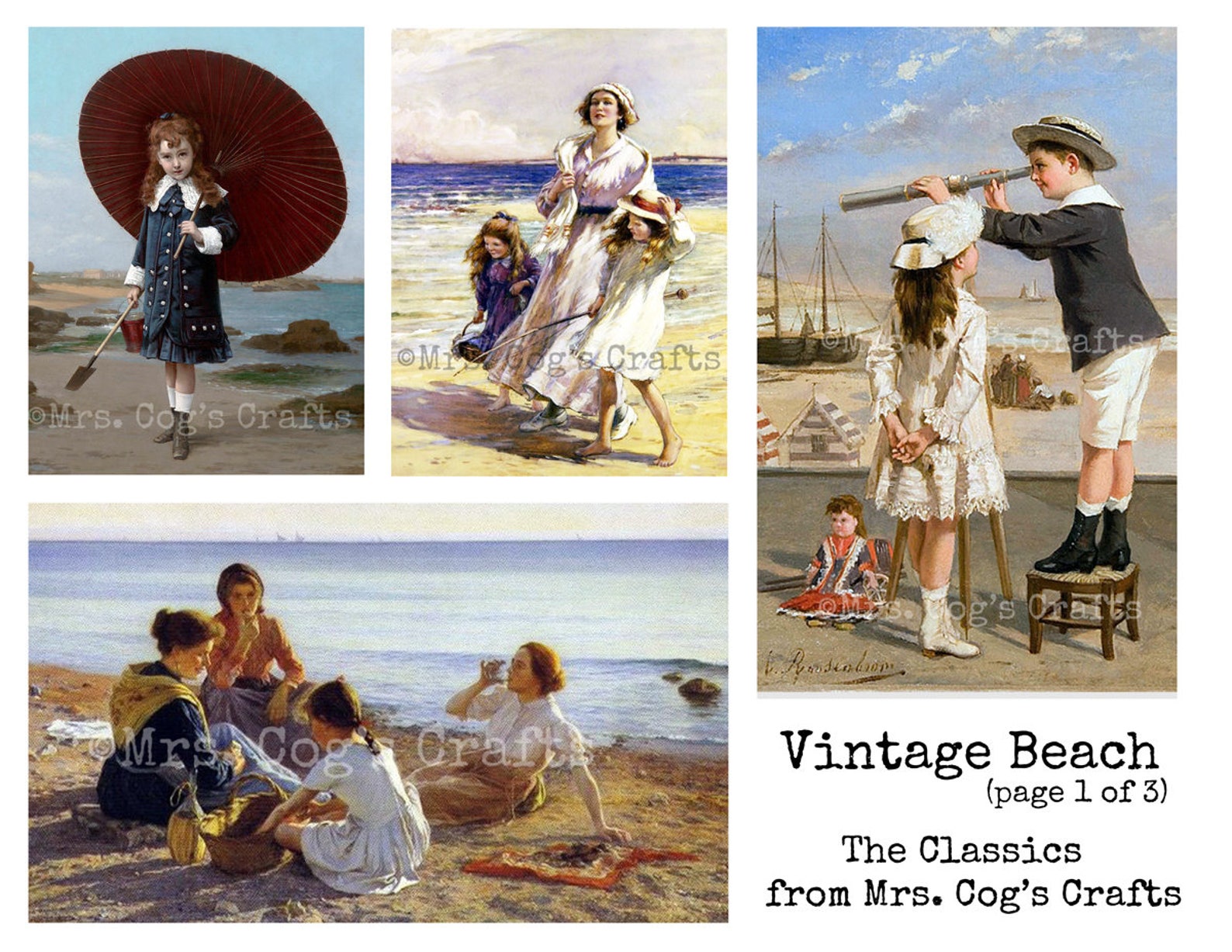Vintage Beach Digital Ephemera Classics, Digital Images, Vintage Art ...
