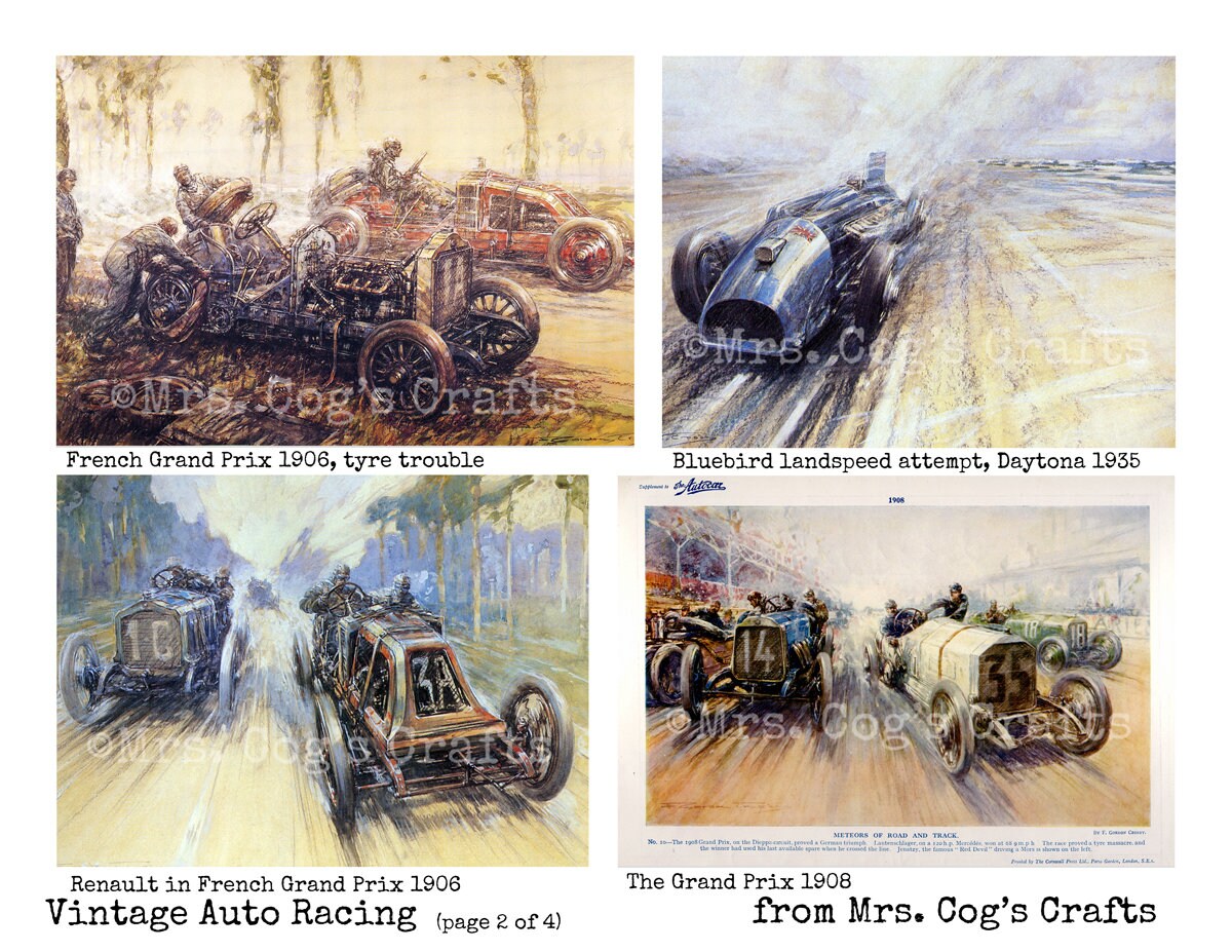 Vintage Auto Racing Digital Ephemera Classics Digital | Etsy
