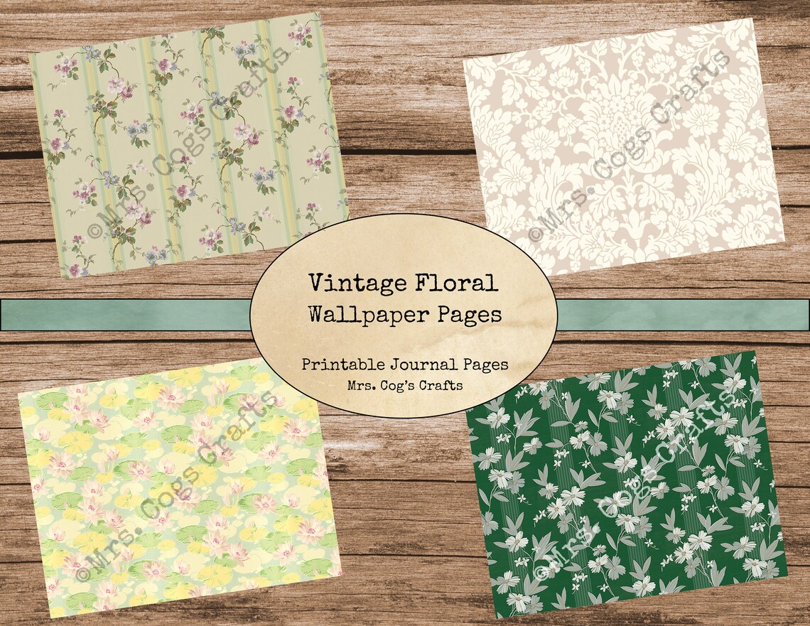 Vintage Floral Wallpaper Journal Pages - Paper Pack, Printable Journal ...