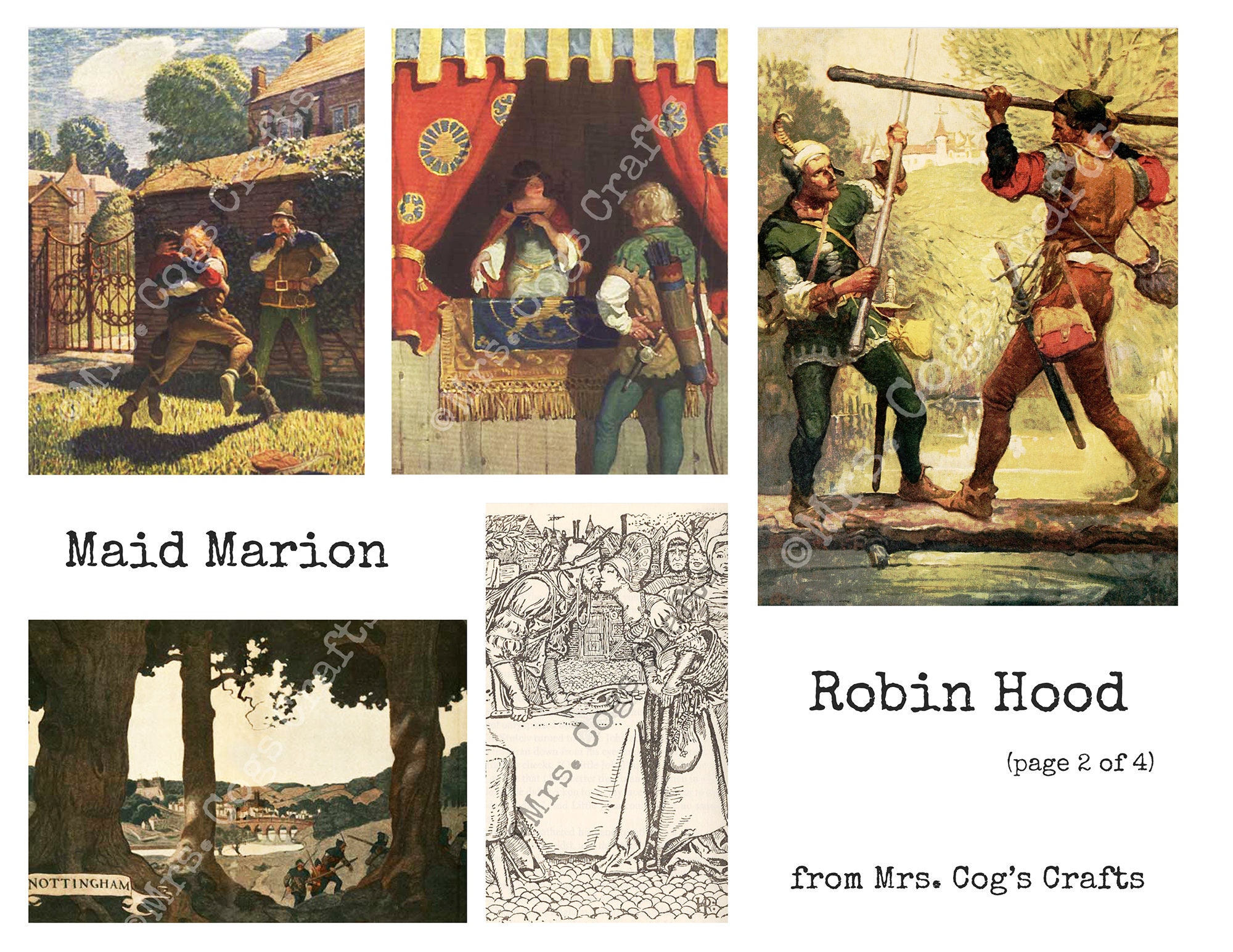 Robin Hood Printable Images Ephemera Classics Digital | Etsy