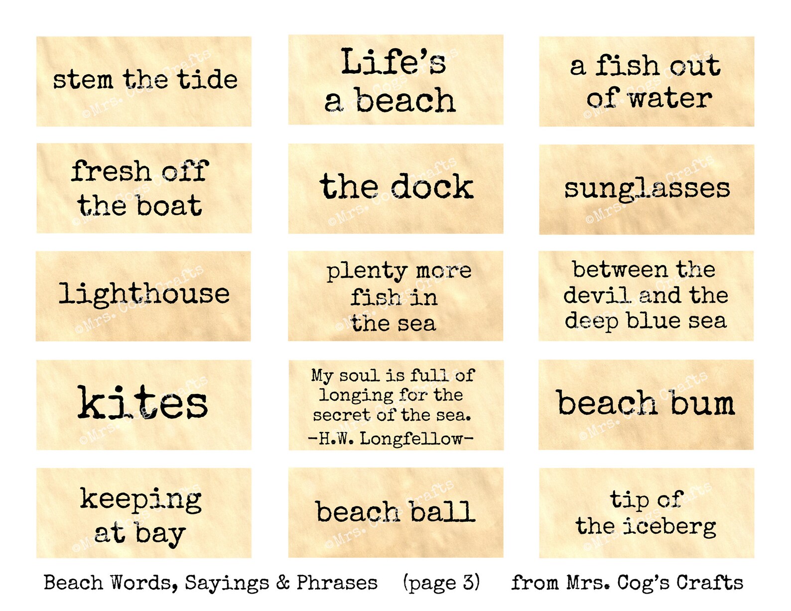 Beach Words Sayings & Phrases Journal Prompts Printable - Etsy