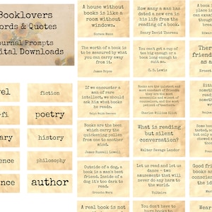 Booklovers Journal Cards - Journal Prompts, Printable Words, Instant ...