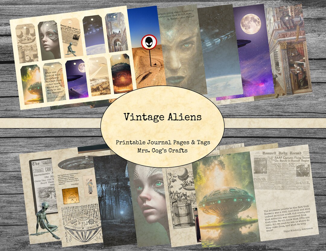 Vintage Aliens Junk Journal Kit - Printable Journal, Vintage Images ...