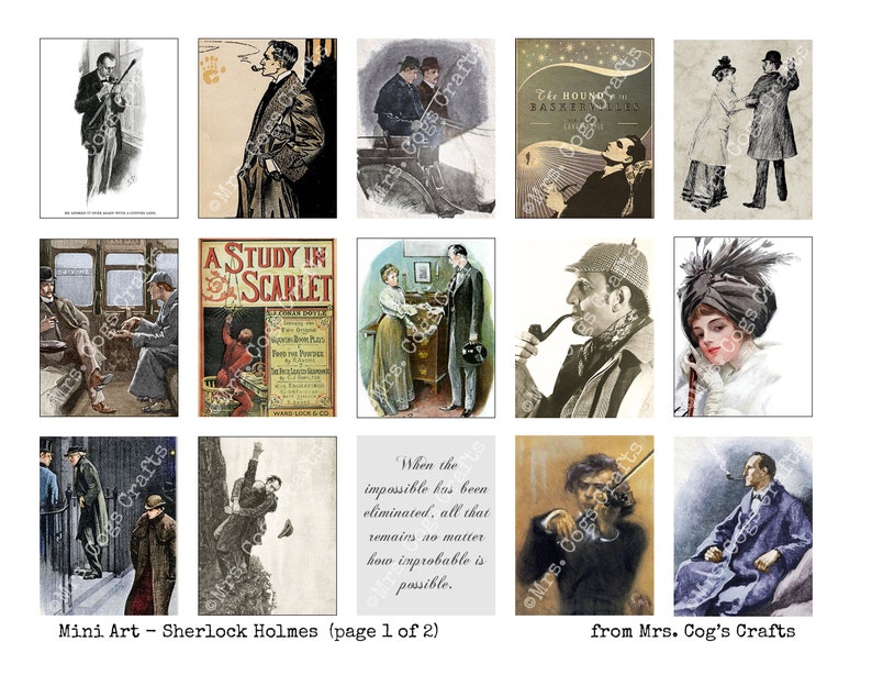 Mini Art Sherlock Holmes Printable Images Digital - Etsy