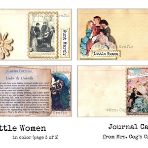 Little Women in Color Journal Cards - Digital Images, Printable Index ...