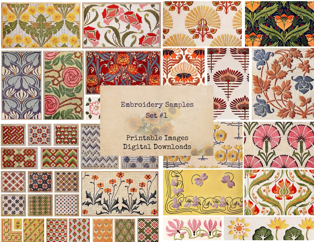Embroidery Samples Set # 1 - Printable Stitching, Digital Images ...