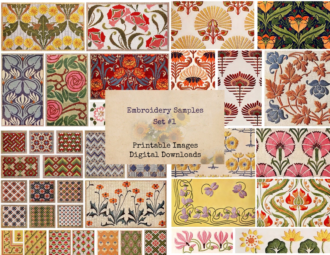Embroidery Samples Set 1 Printable Stitching Digital | Etsy