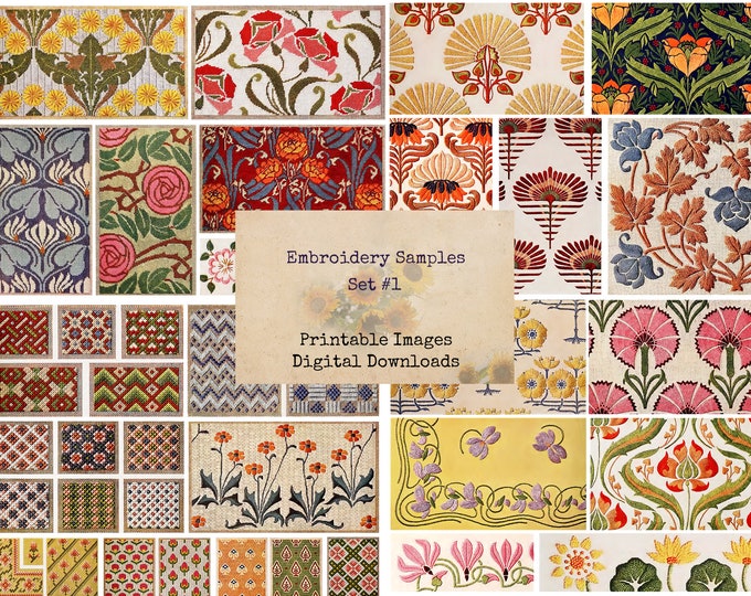 Embroidery Samples Set 1 Printable Stitching Digital - Etsy